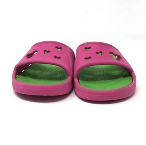 CROCS | Shoes | Crocs Pink Green Disney Mickey Mouse Girls Open Toe ...